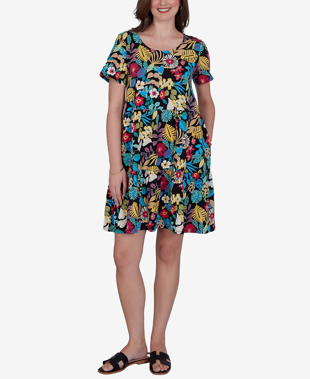 Click here for Ruby Rd. Petite Tropical Print Tiered Cotton Knit... prices
