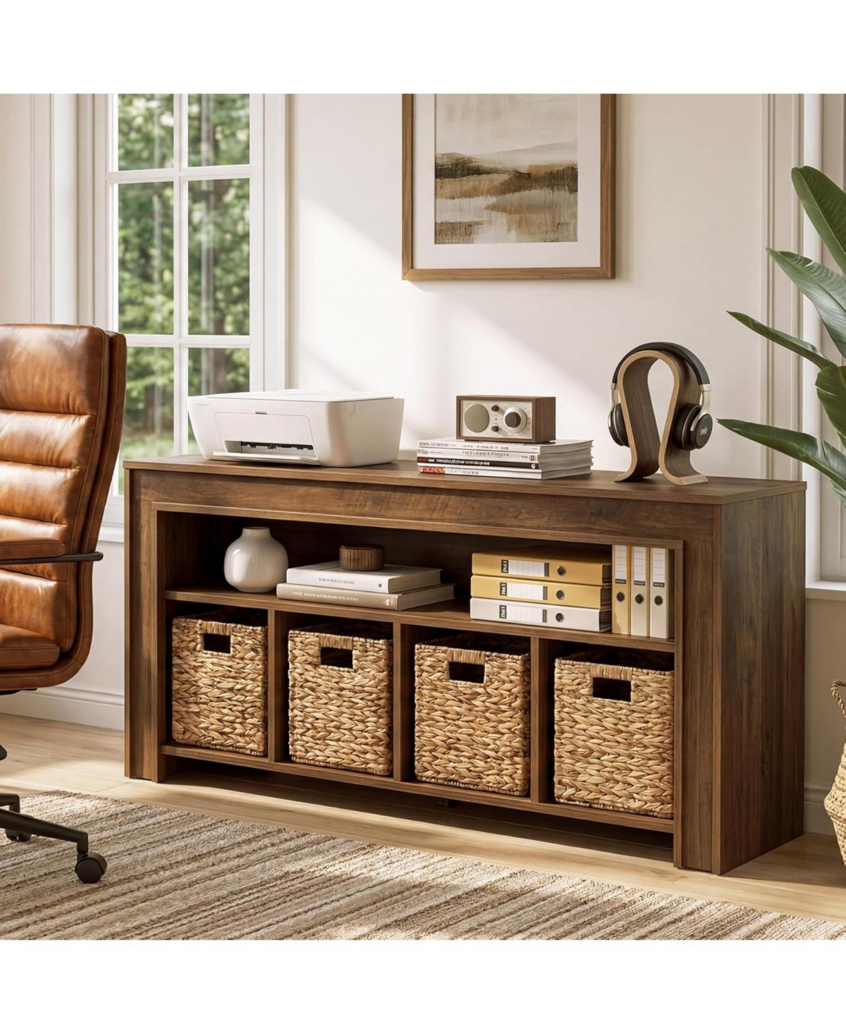 Click here for Tribesigns 63 Extra Long Bookcase with 4 Woven Bas... prices