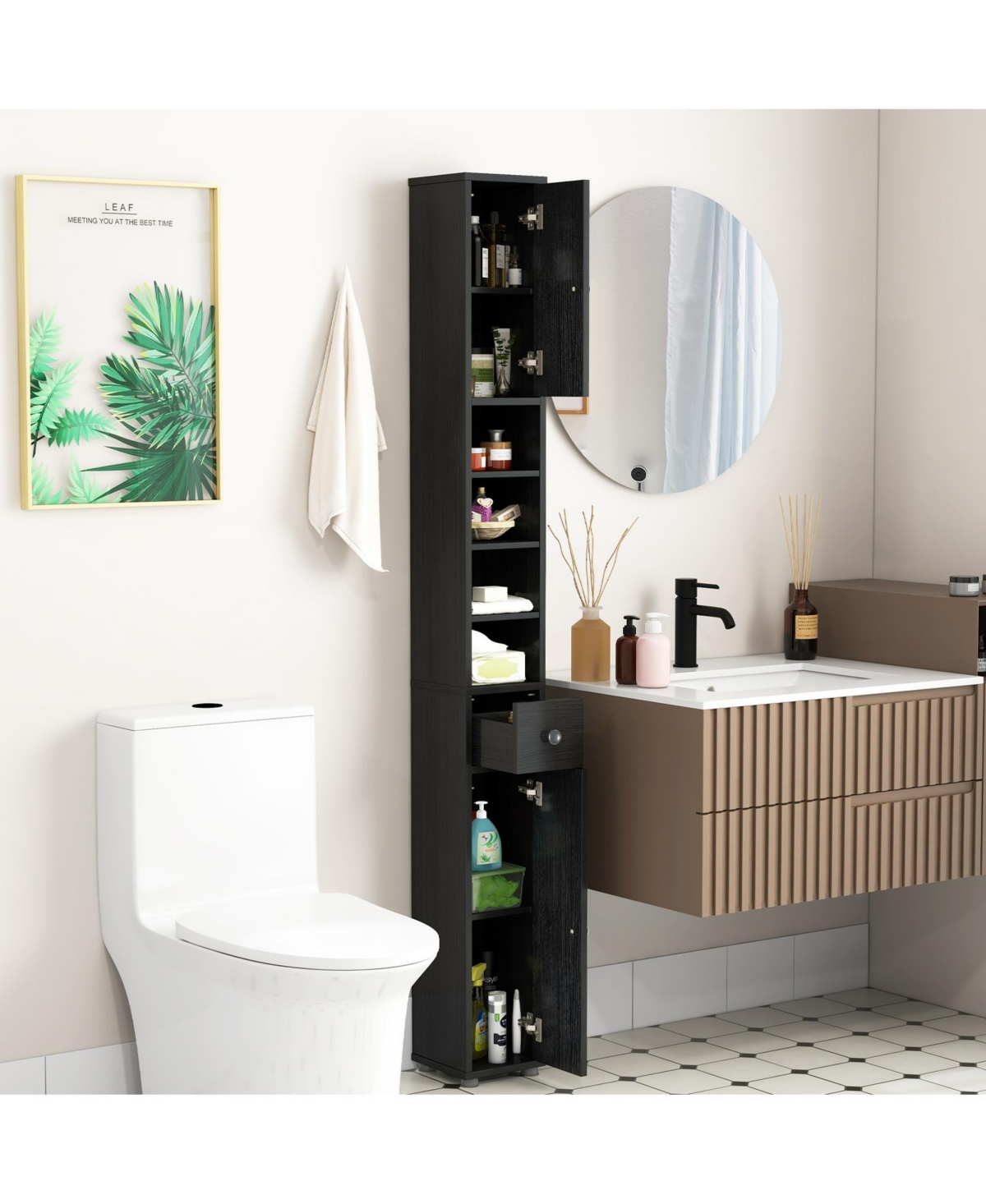 Click here for sumyeg Freestanding Slim Bathroom Storage Cabinet... prices
