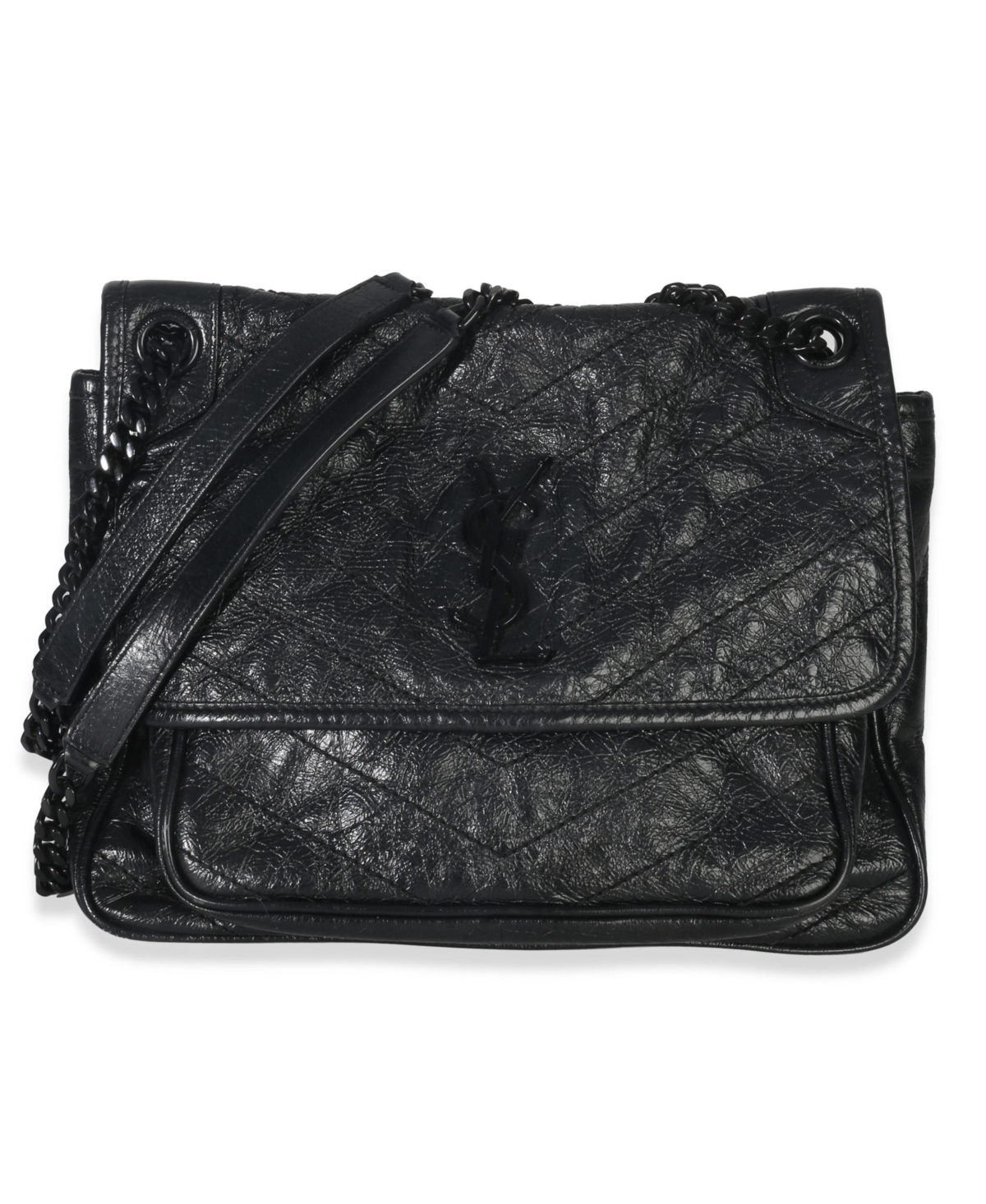 Click here for Pre-Owned Saint Laurent Black Crinkled Calfskin Ma... prices