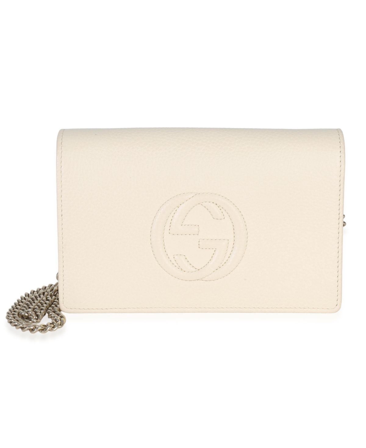 Click here for Pre-Owned Gucci Cream Pebbled Calfskin Soho Wallet... prices