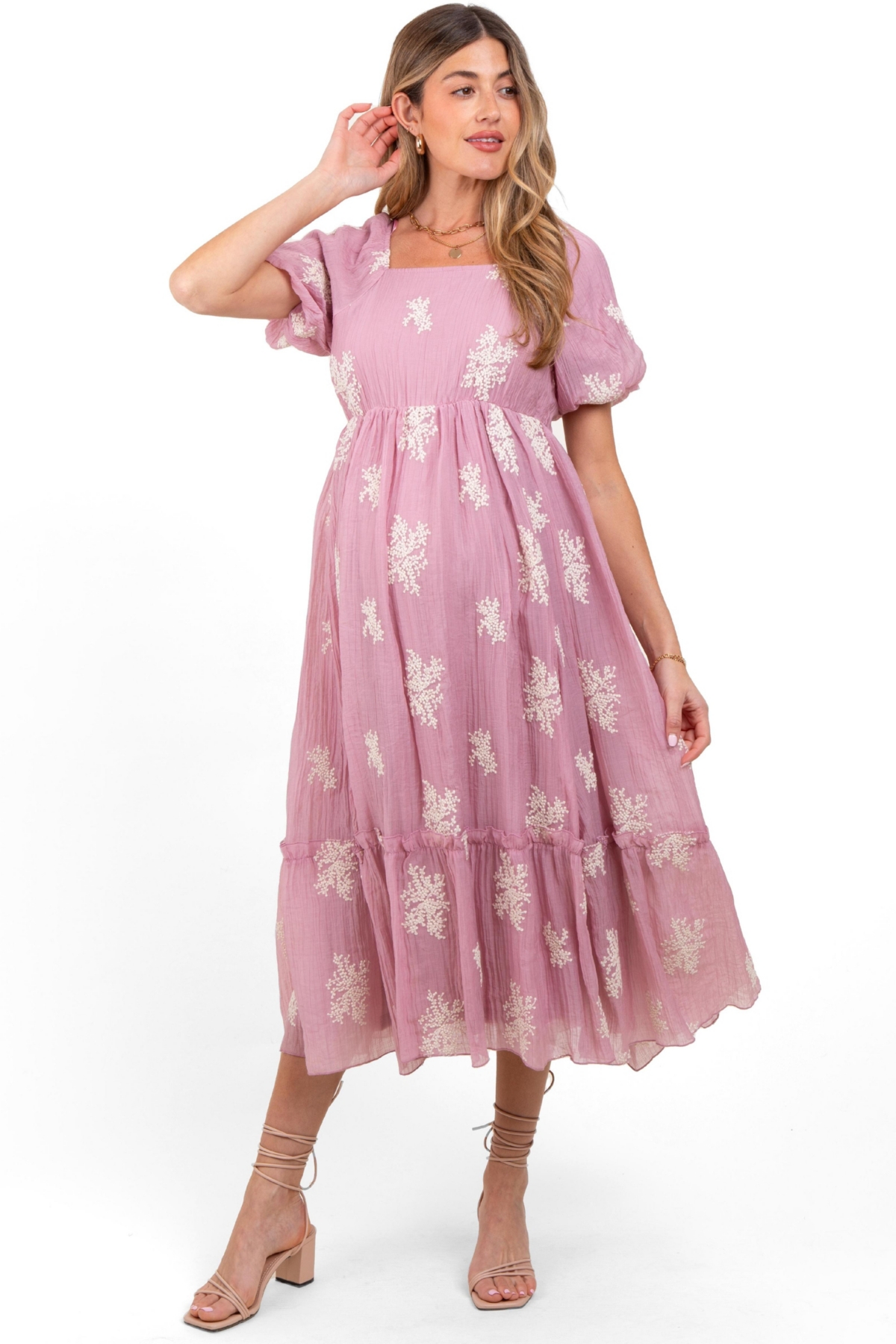Click here for Pinkblush Maternity Blue Floral Print Ruffle Hem M... prices