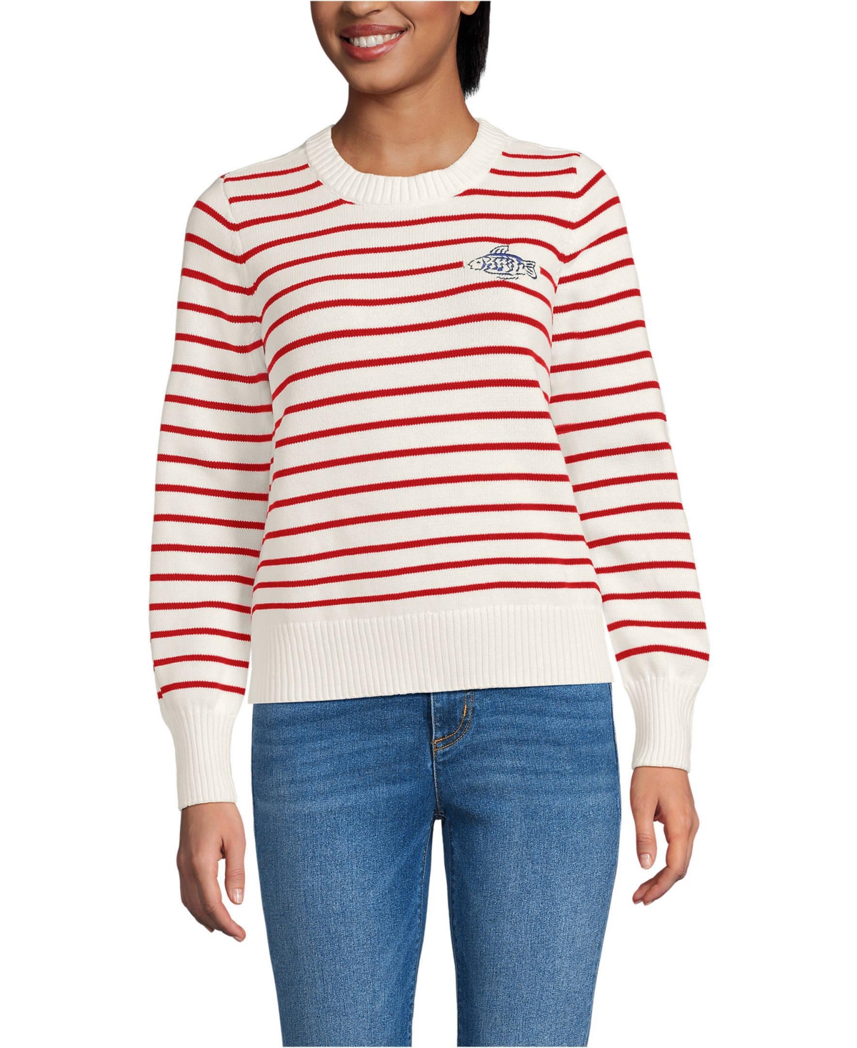 Click here for Lands End Womens Drifter Embellished Crew Neck Swe... prices