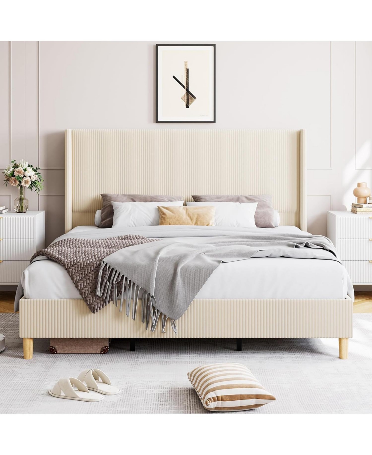 Click here for gaomon Bed Frame  Upholstered Platform Corduroy Be... prices