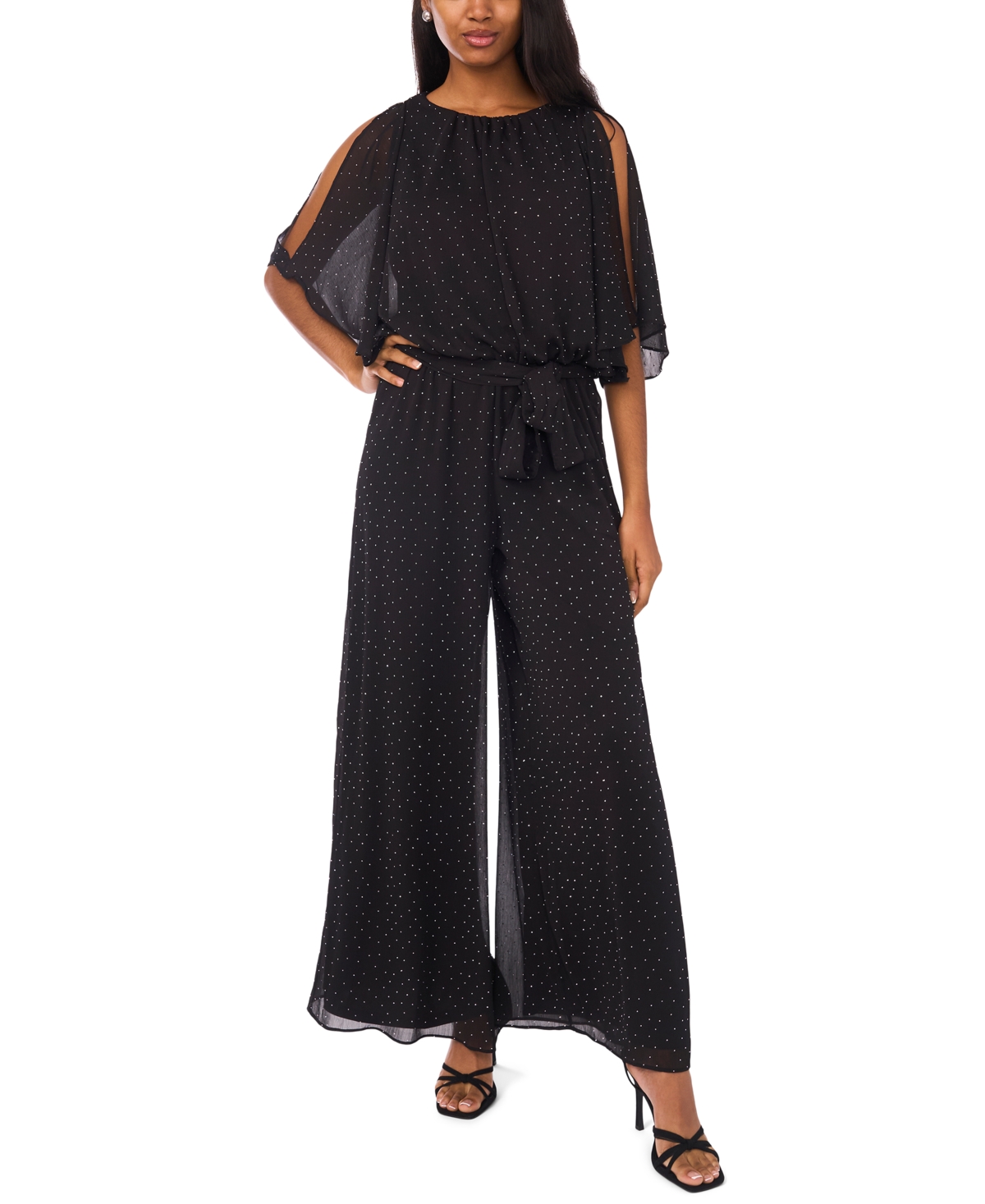 Click here for Msk Womens Blouson-Sleeve Crewneck Jumpsuit - Rich... prices