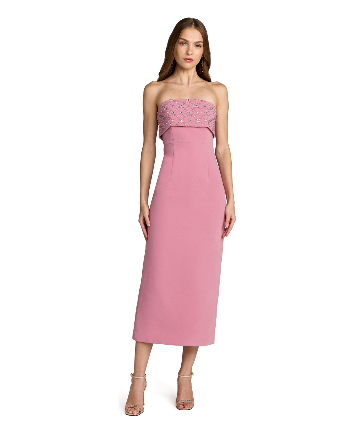 Click here for Mac Duggal Womens Strapless Crepe Midi Dress with... prices