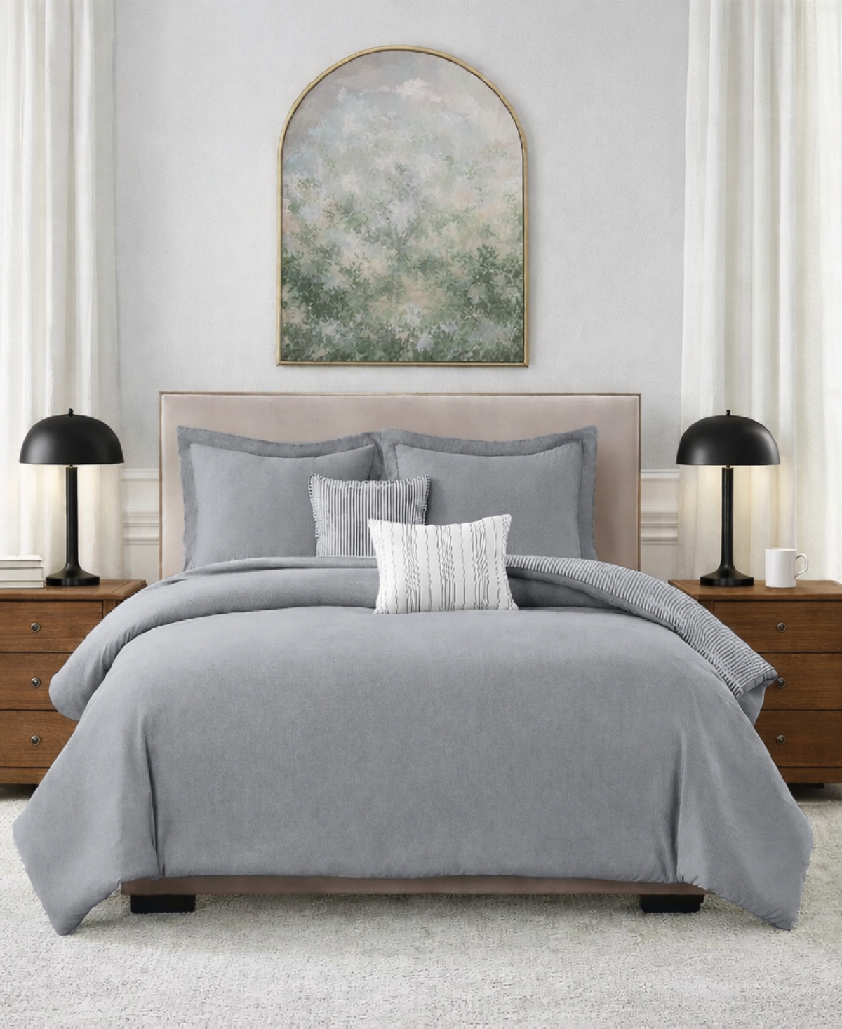 Click here for Laundry Chambray with Reverse Stripe 5-Piece Comfo... prices