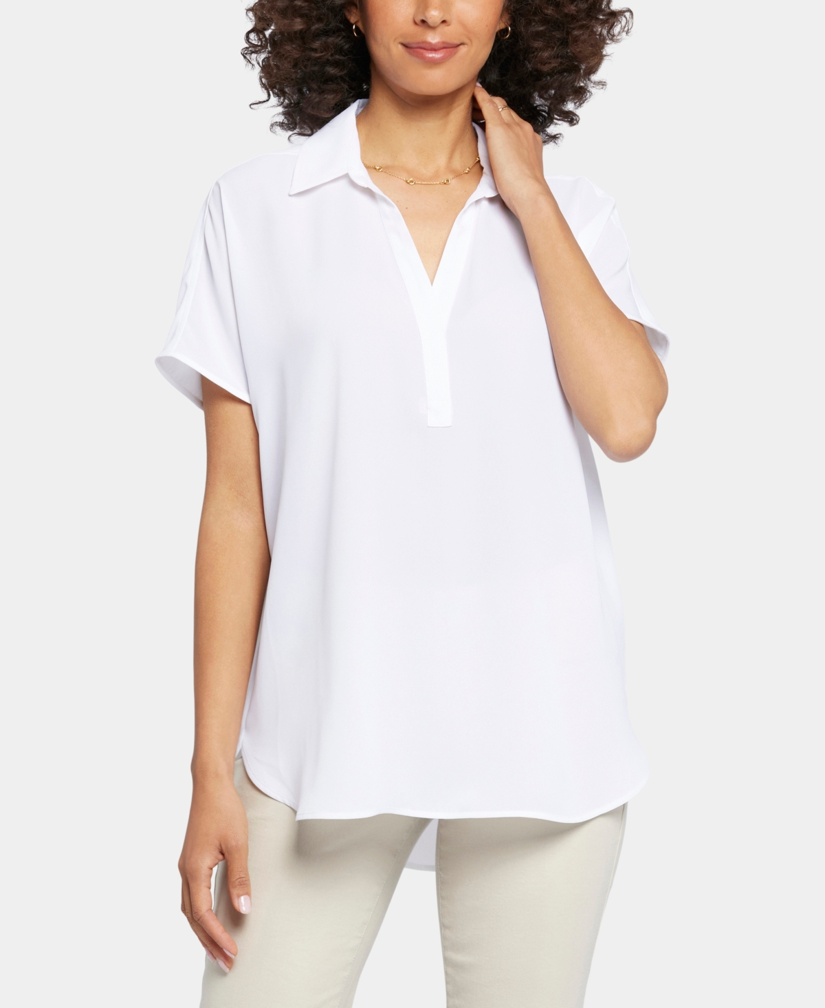 Click here for Nydj Womens Short-Sleeve Becky Top - Optic White prices