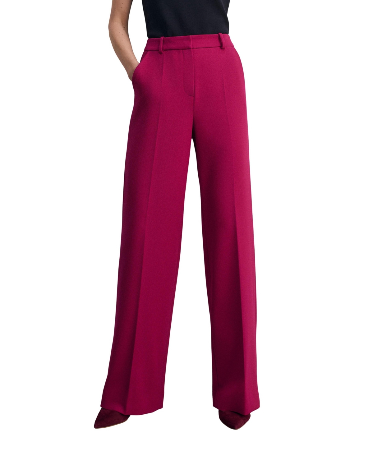 Click here for The Fold Womens Adelaide Crepe Trousers - Pink prices