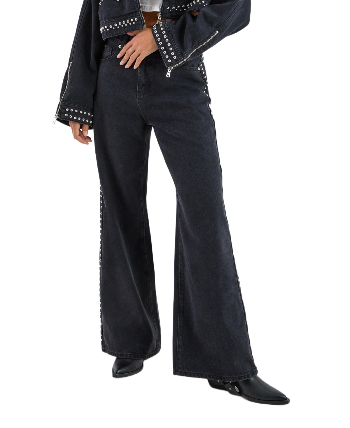 Click here for Nasty Gal Womens Star Studded Baggy Denim Jeans -... prices