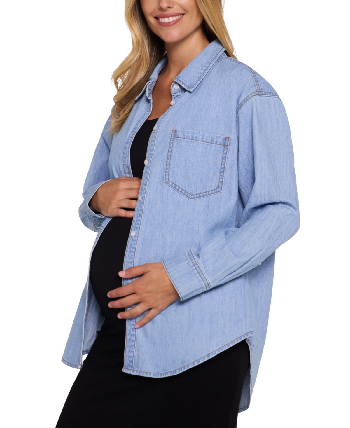 Click here for Motherhood Maternity Womens Long Sleeve Button-Up... prices