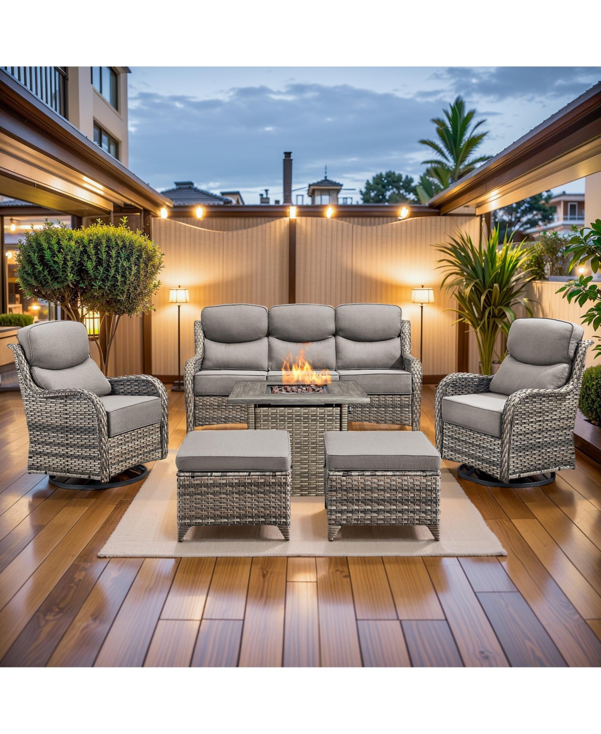 Click here for Pocassy Patio Furniture Set with Fire Pit Table  O... prices