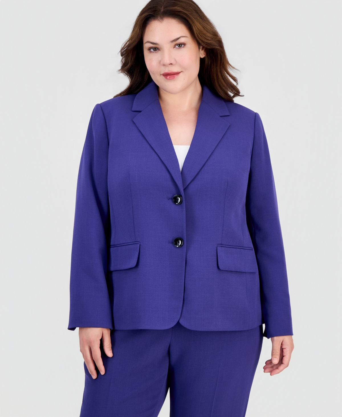 Click here for Kasper Plus Size Notch-Lapel Crepe Blazer - Regal... prices