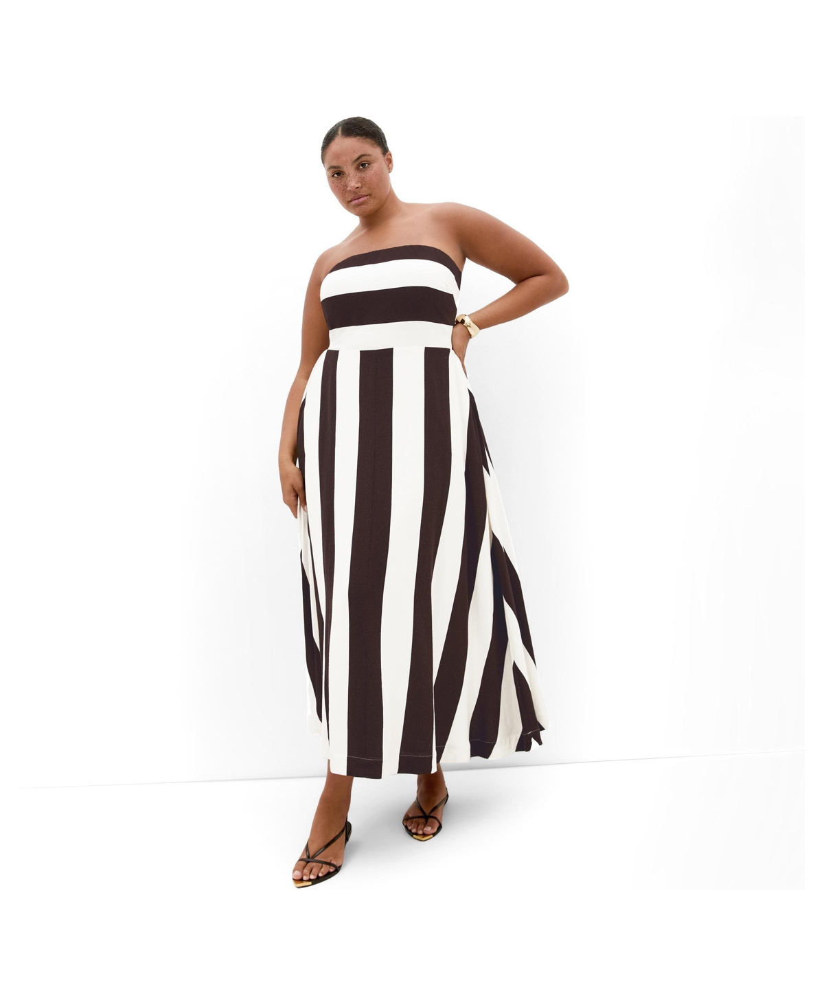 Click here for City Chic Womens Simone Strapless Stripe Maxi Dres... prices