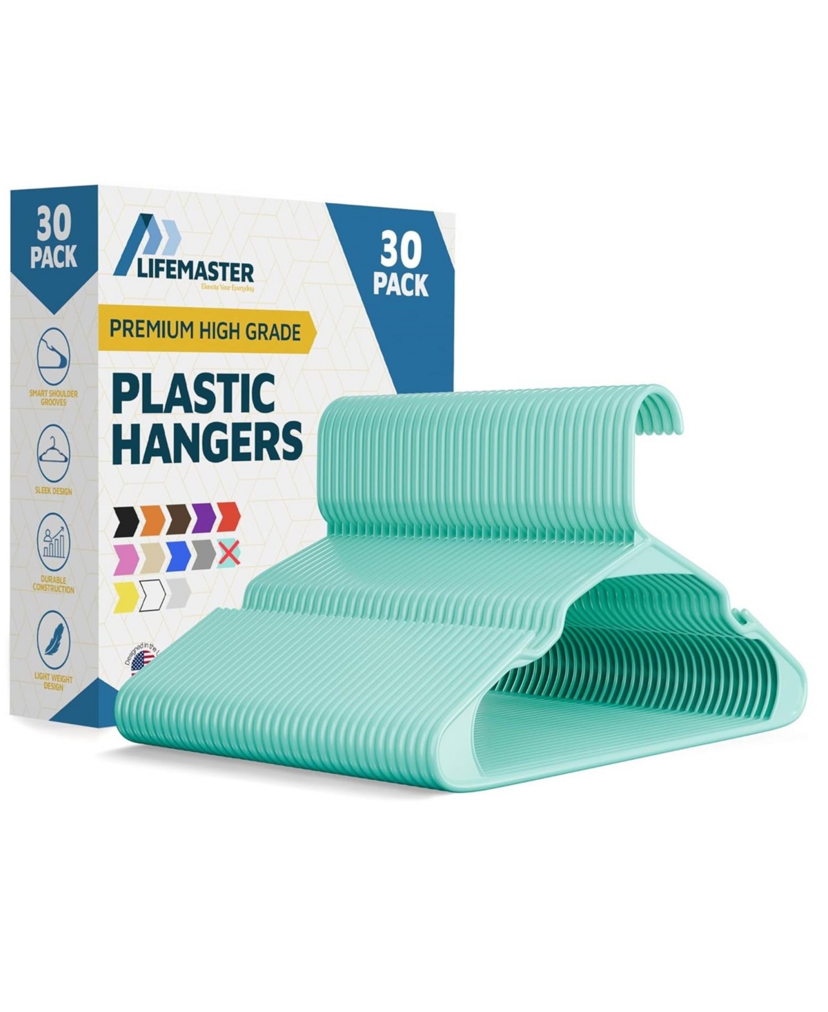 Click here for Lifemaster Heavy-Duty Aqua Plastic Hangers  Non-Sl... prices