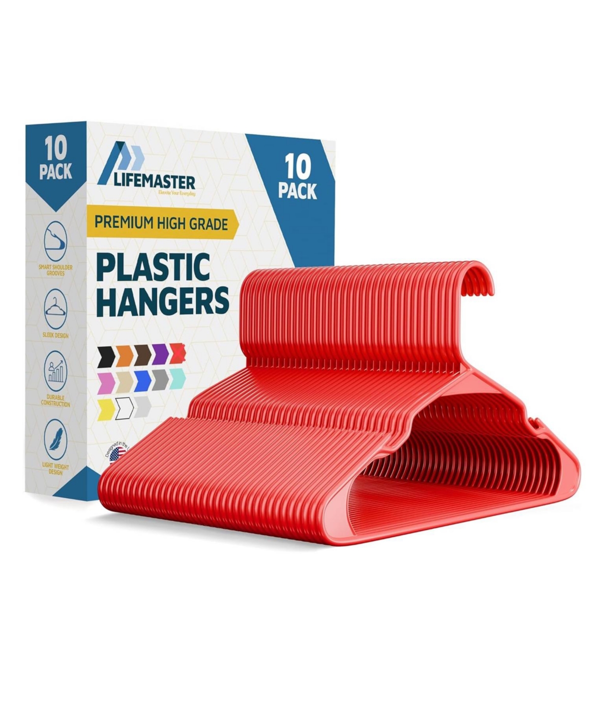 Click here for Heavy-duty red plastic hangers with non-slip shoul... prices