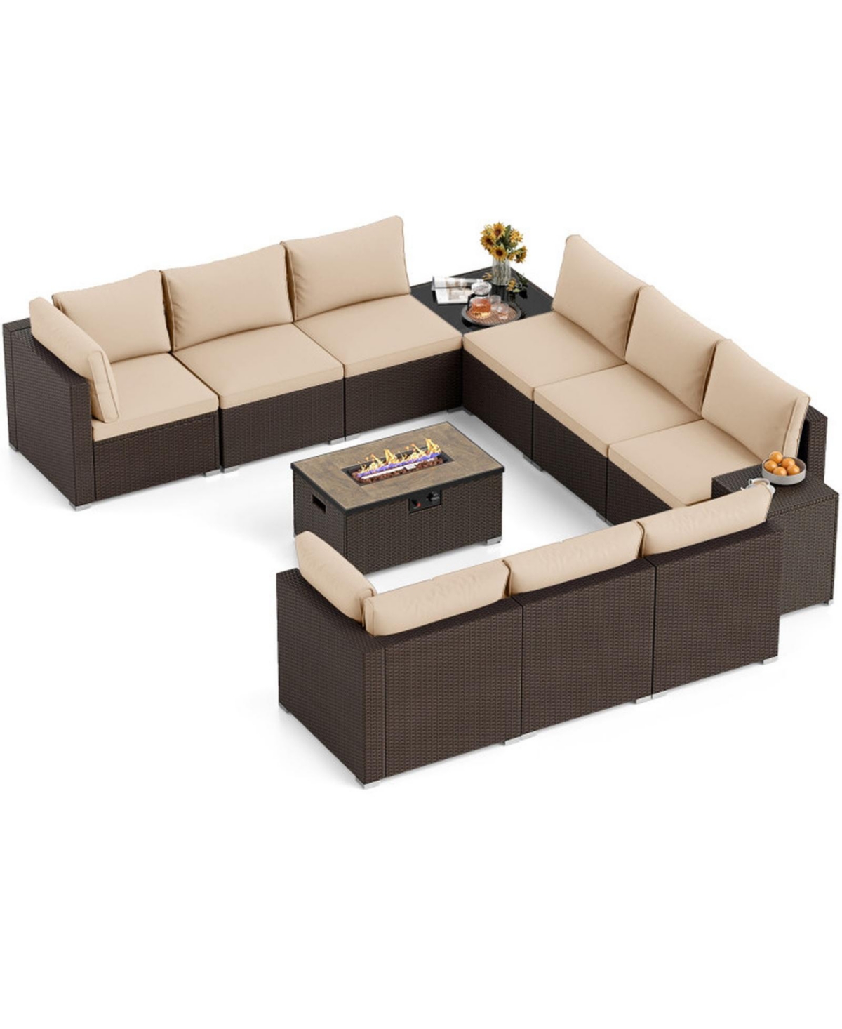 Click here for Gouun 12 Piece Outdoor Pe Wicker Conversation Set... prices