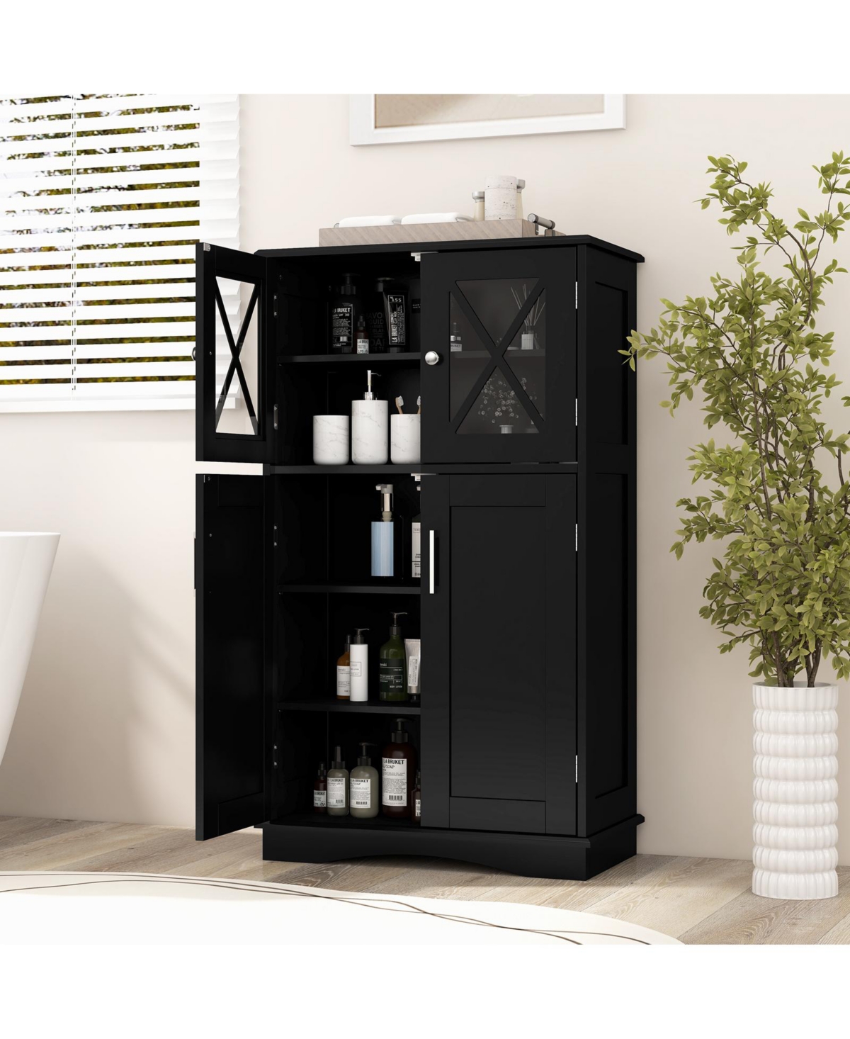 Click here for sumyeg 4-Door Freestanding Bathroom Floor Storage... prices