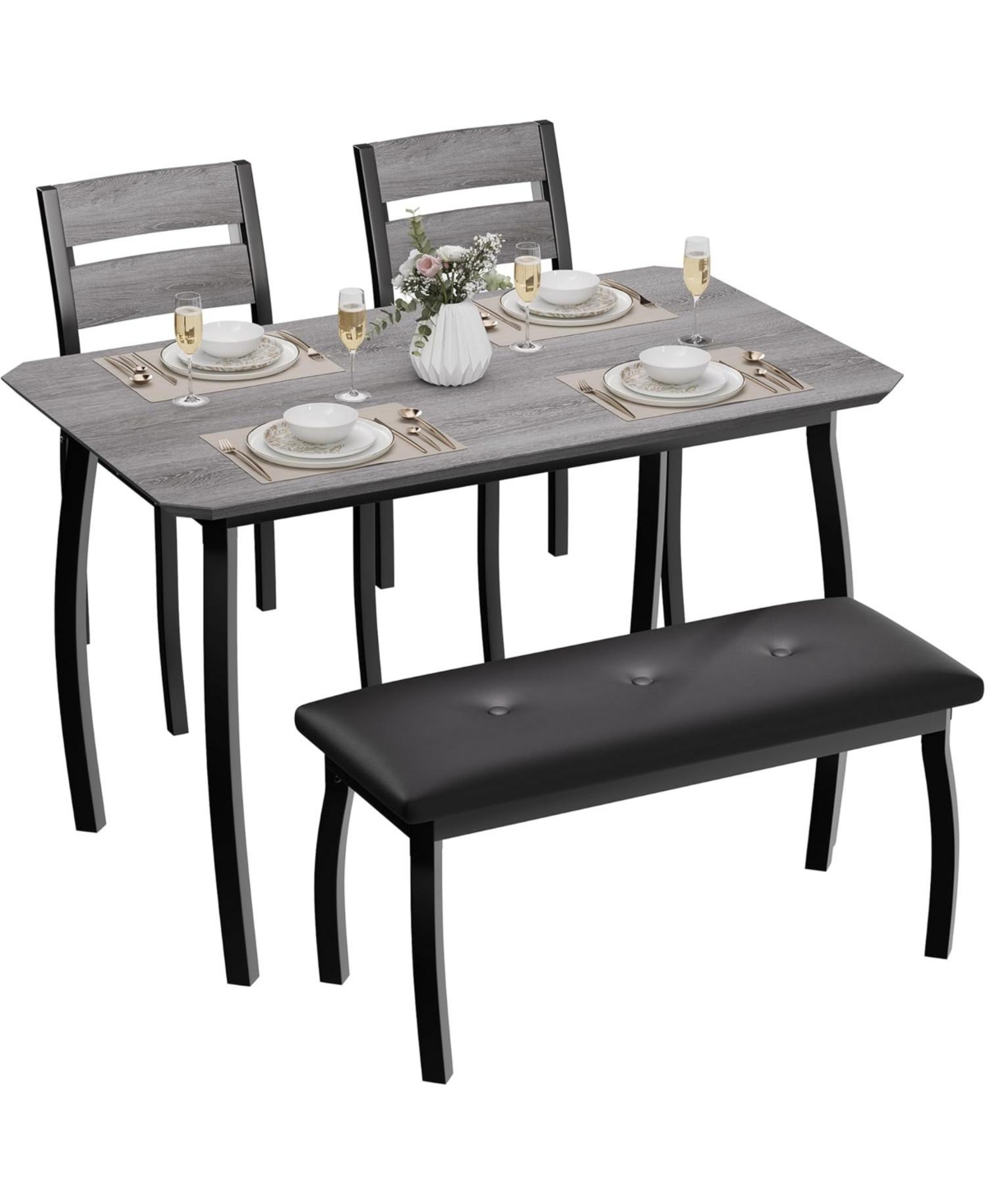 Click here for gaomon 4-Piece Farmhouse Dining Set with 2 Chairs... prices
