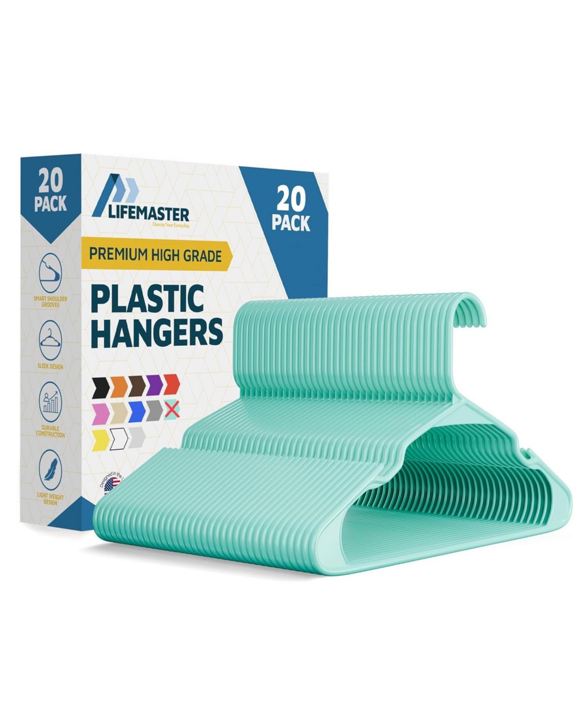 Click here for Lifemaster aqua plastic hangers with non-slip shou... prices