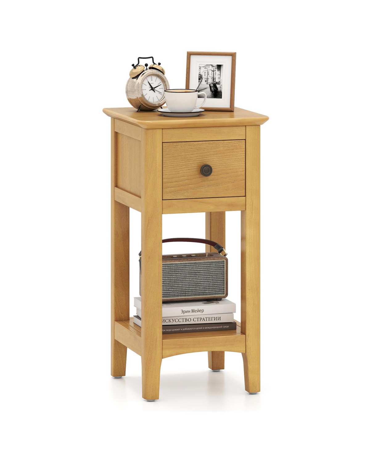 Click here for Gymax Nightstand 3-Tier Bedside Table Open Storage... prices