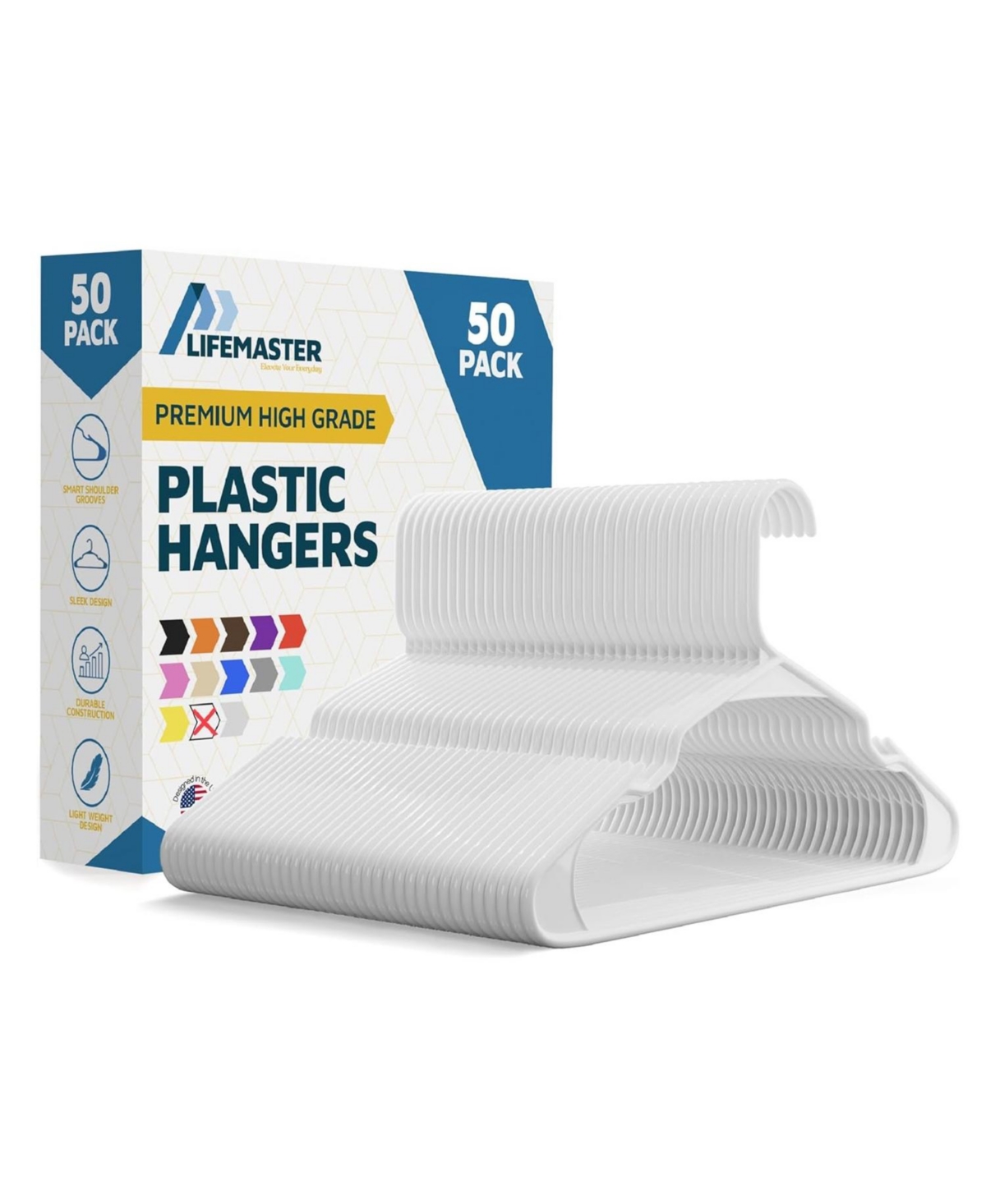 Click here for Lifemaster 50 Piece Plastic Clothes Hangers with s... prices