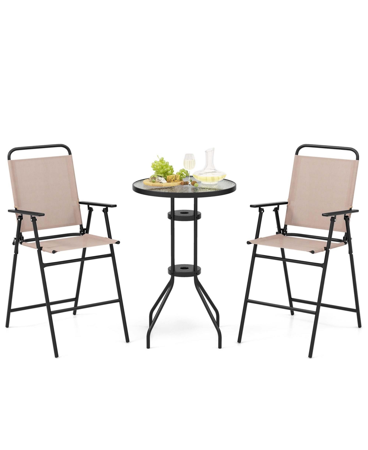 Click here for Costwayv 3PCS Patio Bistro Set Folding Chairs Roun... prices