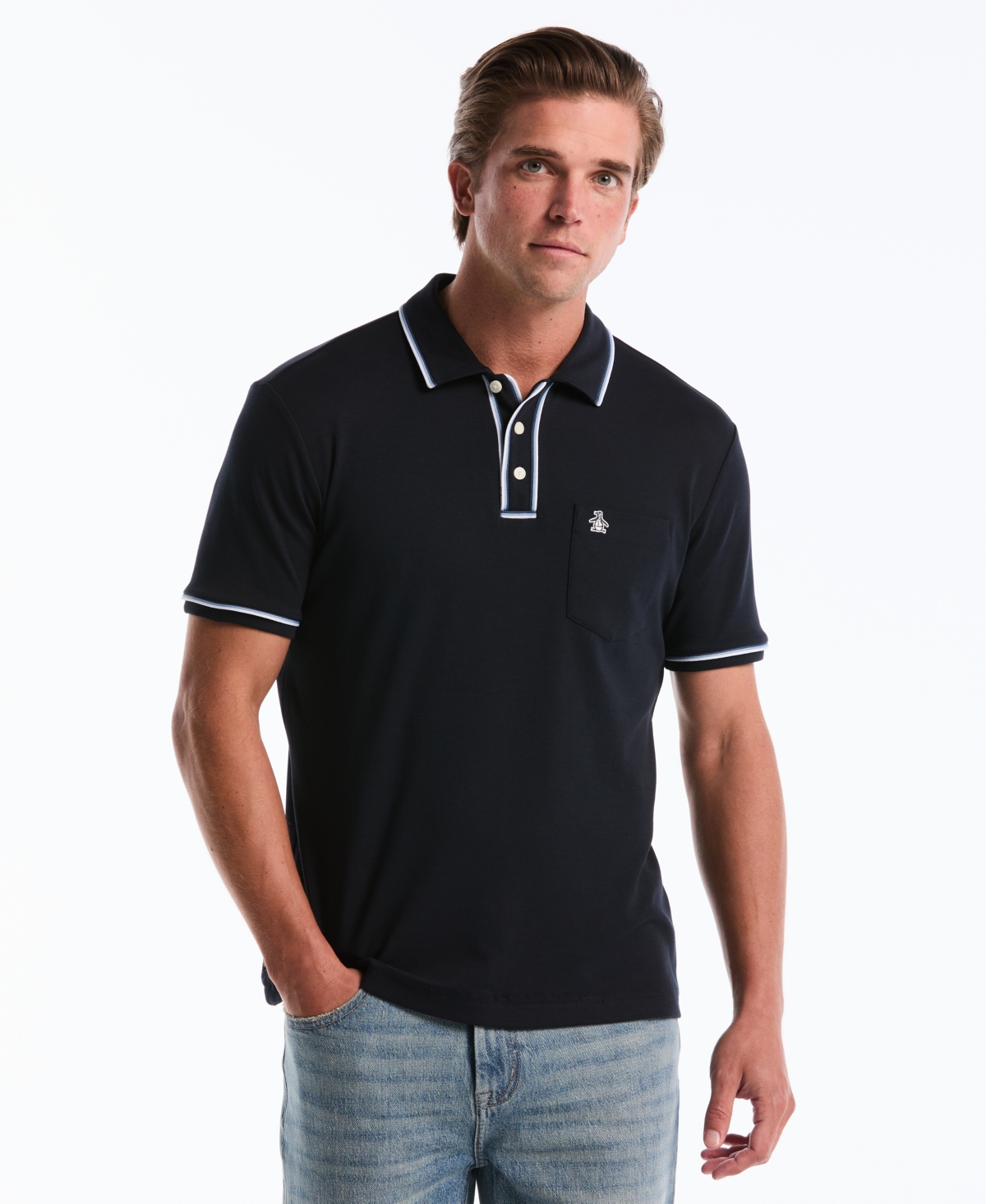 Click here for Original Penguin Mens 3D Earl Polo Shirt - Dark Sa... prices