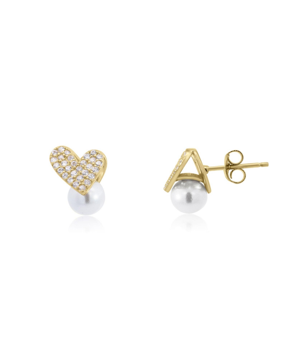 Click here for The Lovery Pearl Heart Cz Stud Earrings 14K Gold-P... prices