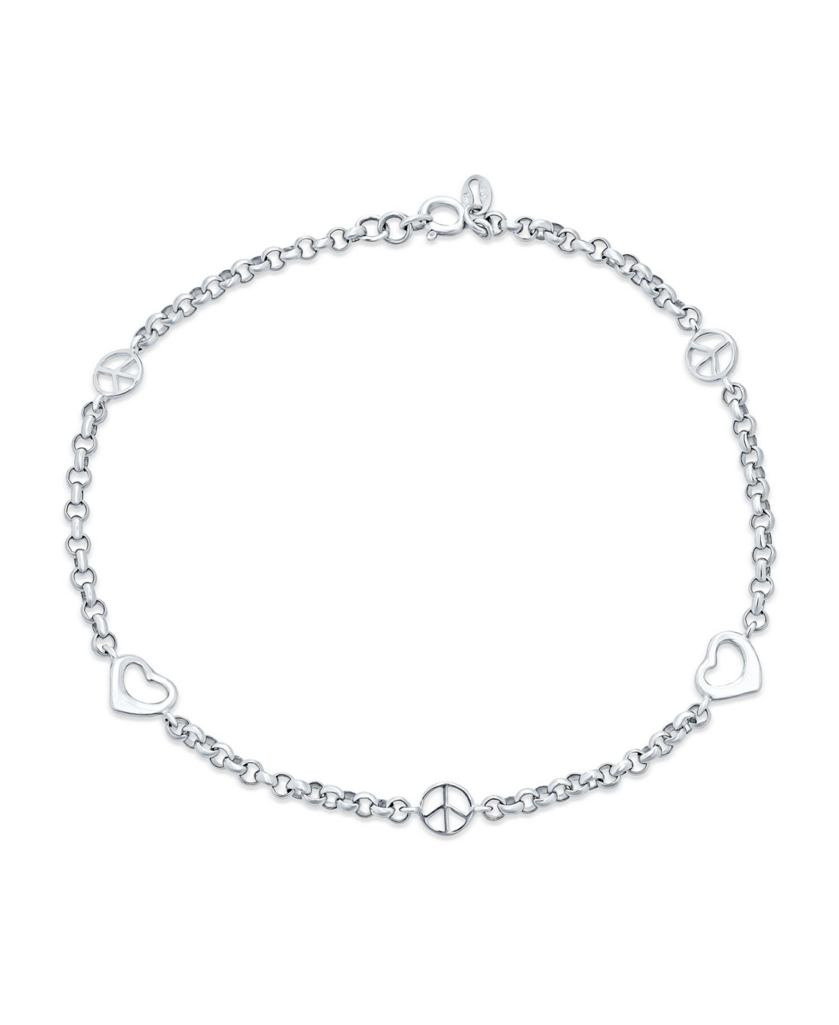 Click here for Bling Jewelry Peace Sign and Hearts Charm Anklet A... prices