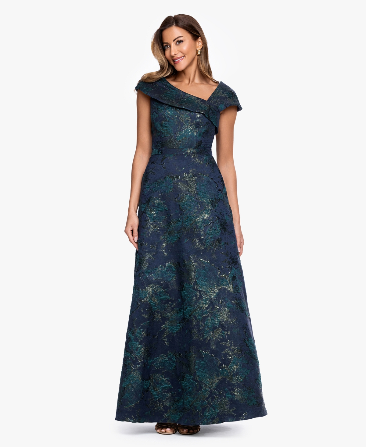Click here for Xscape Womens Square Neck Brocade Asymmetrical Bal... prices