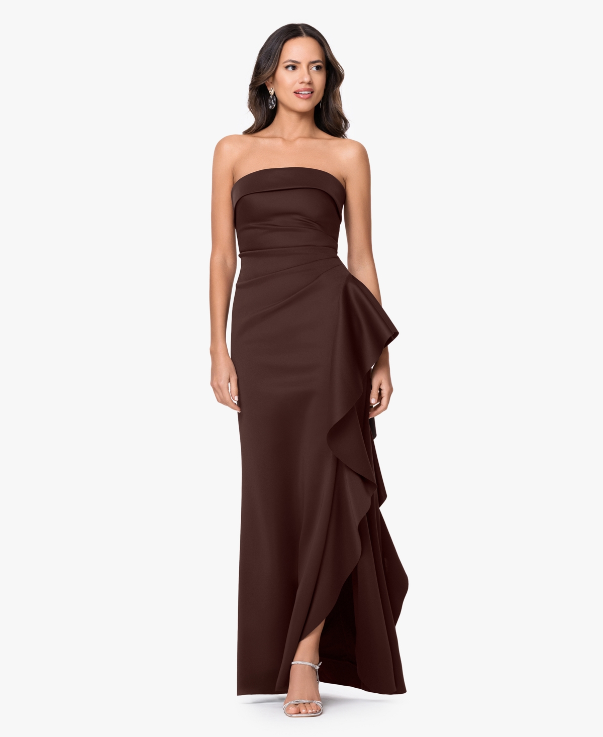 Click here for Xscape Womens Long Dress - Brown prices