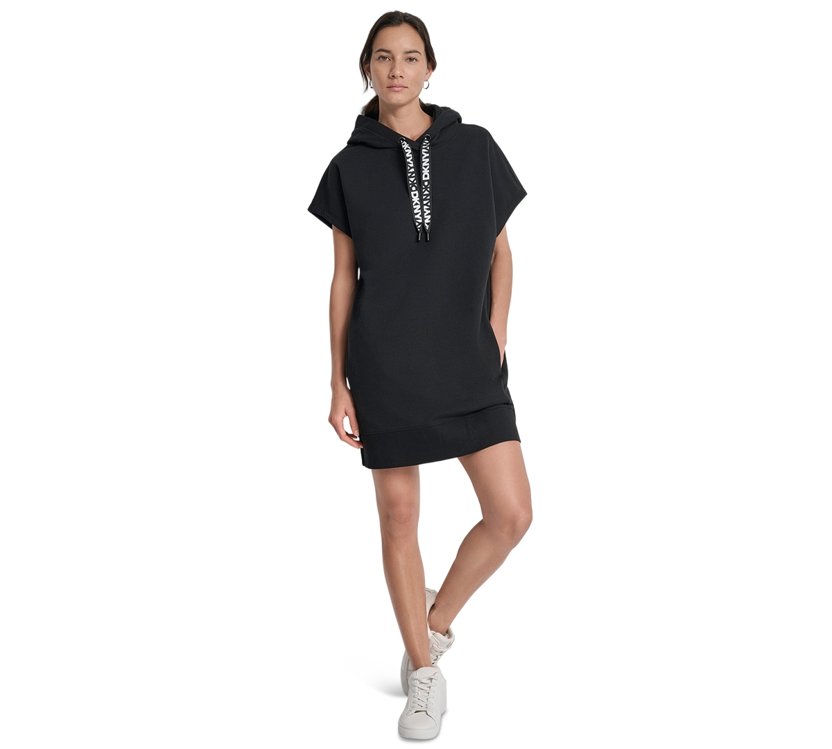 Click here for Dkny Sport Womens Two-Tone Hooded Mini Dress - Bla... prices