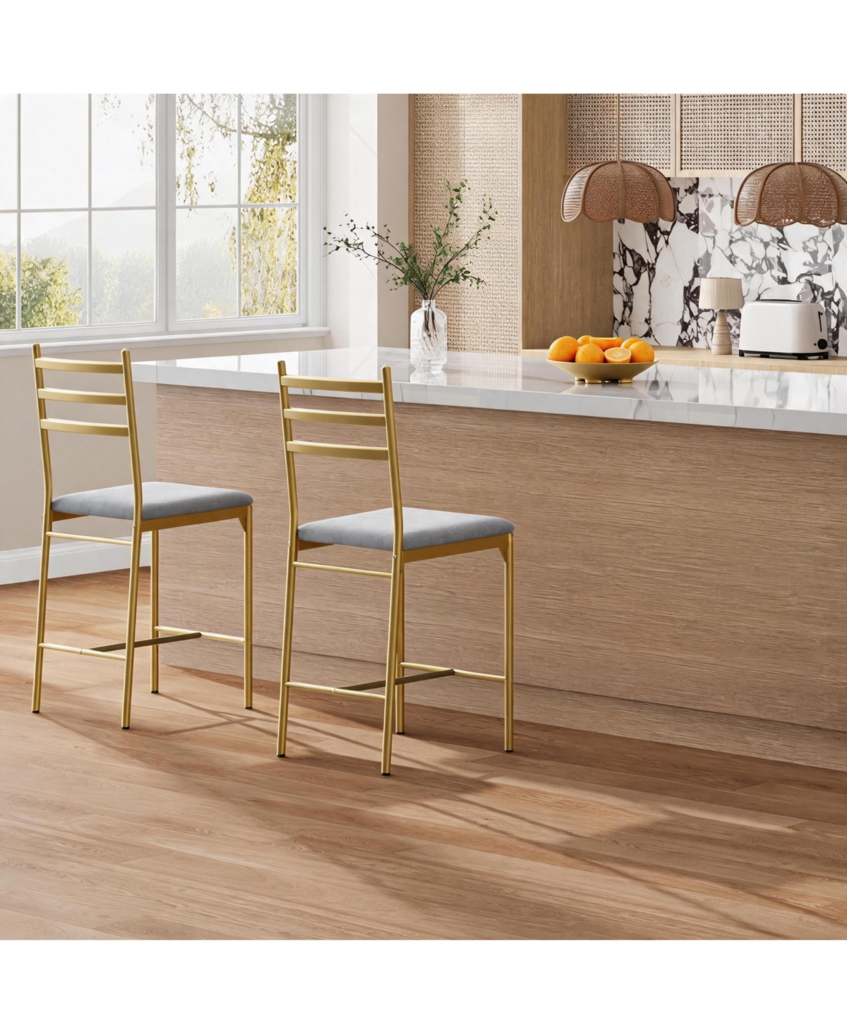 Click here for homfan Set of 2 Modern Counter Height Bar Stools w... prices