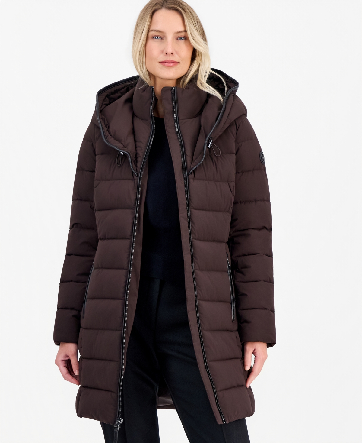 Click here for Michael Michael Kors Womens Pleather-Trim Hooded P... prices