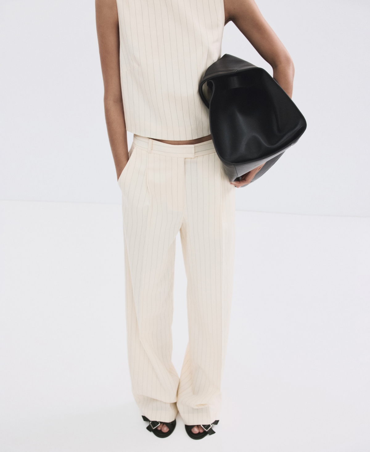 Click here for Mango Womens Pinstripe Suit Pants - Off White prices