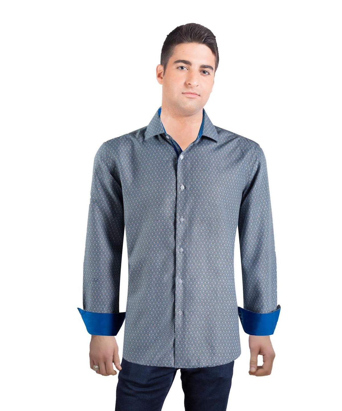 Click here for Elie Balleh Mens Slim Fit Geometric Print Shirt -... prices