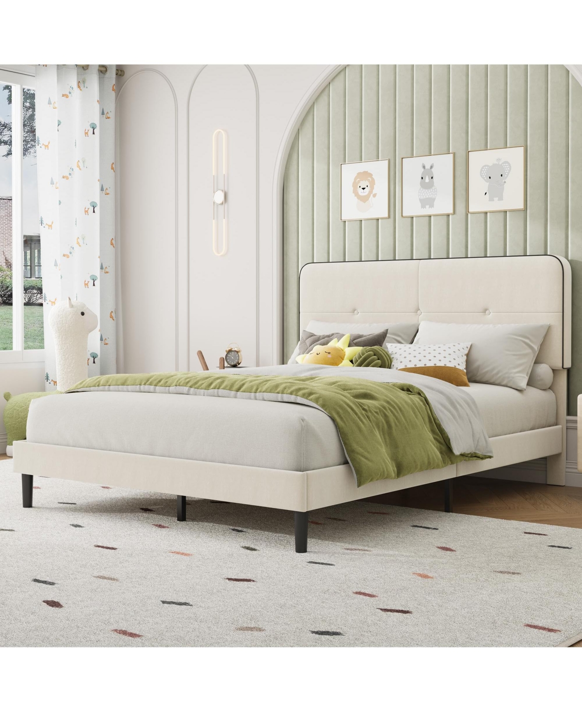 Click here for gaomon Velvet Upholstered Platform Bed  Bed Frame... prices