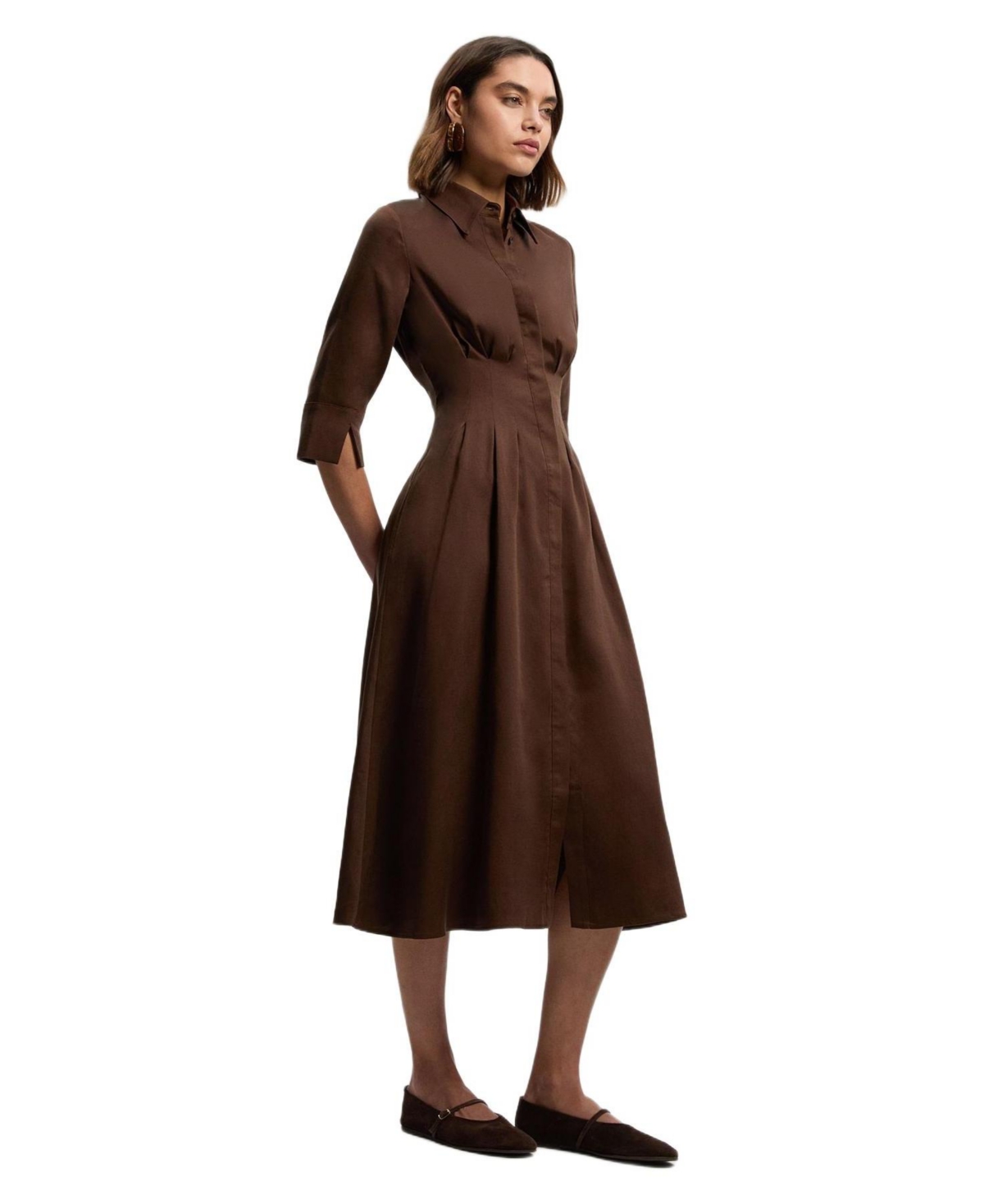 Click here for Karen Millen Womens Tailored Linen Darted Waist Mi... prices