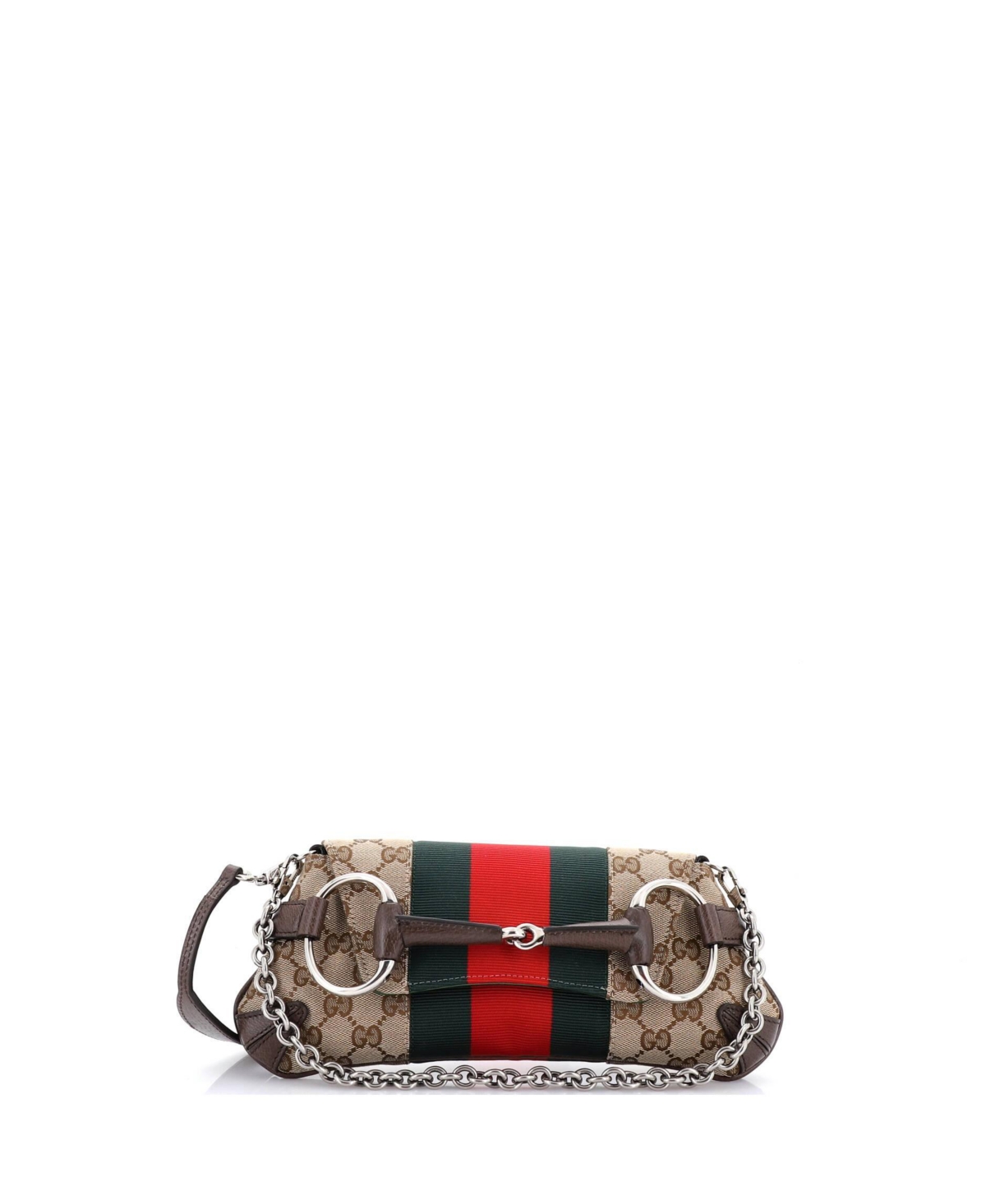 Click here for Pre-Owned Gucci Small Horsebit Nm Web Chain Clutch... prices