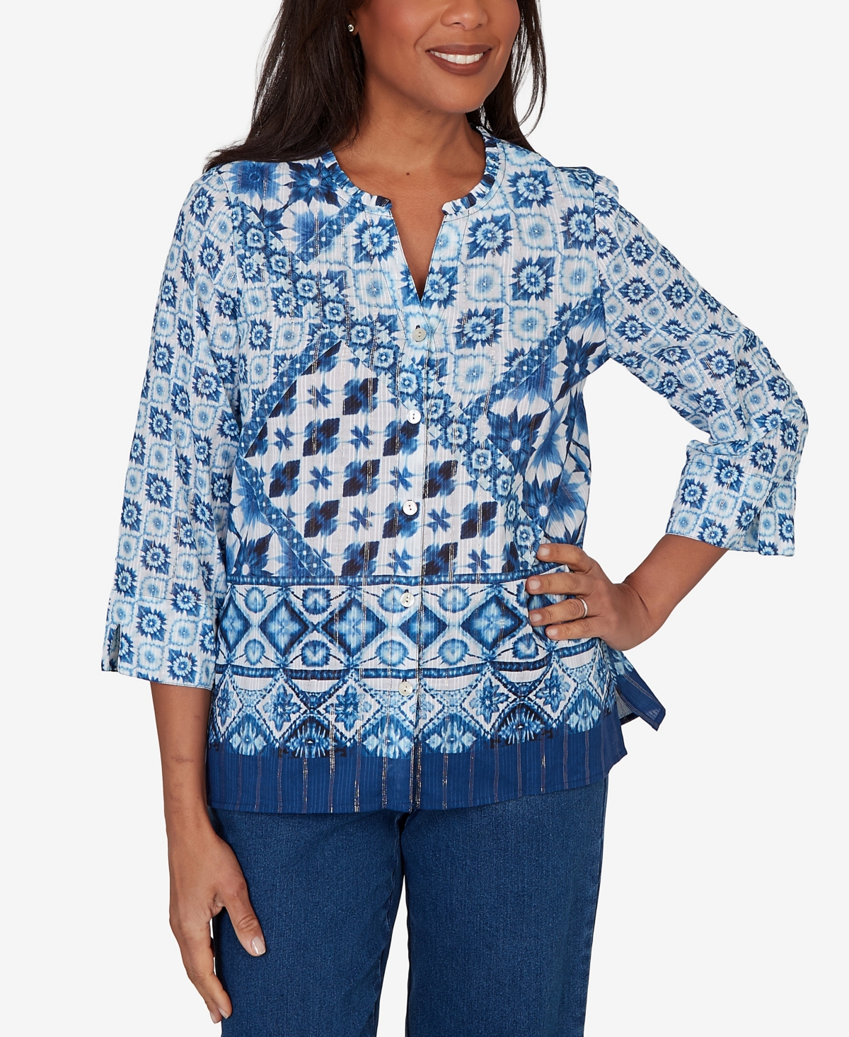 Click here for Alfred Dunner Womens Indigo Girls Ikat Tie-Dye Pat... prices