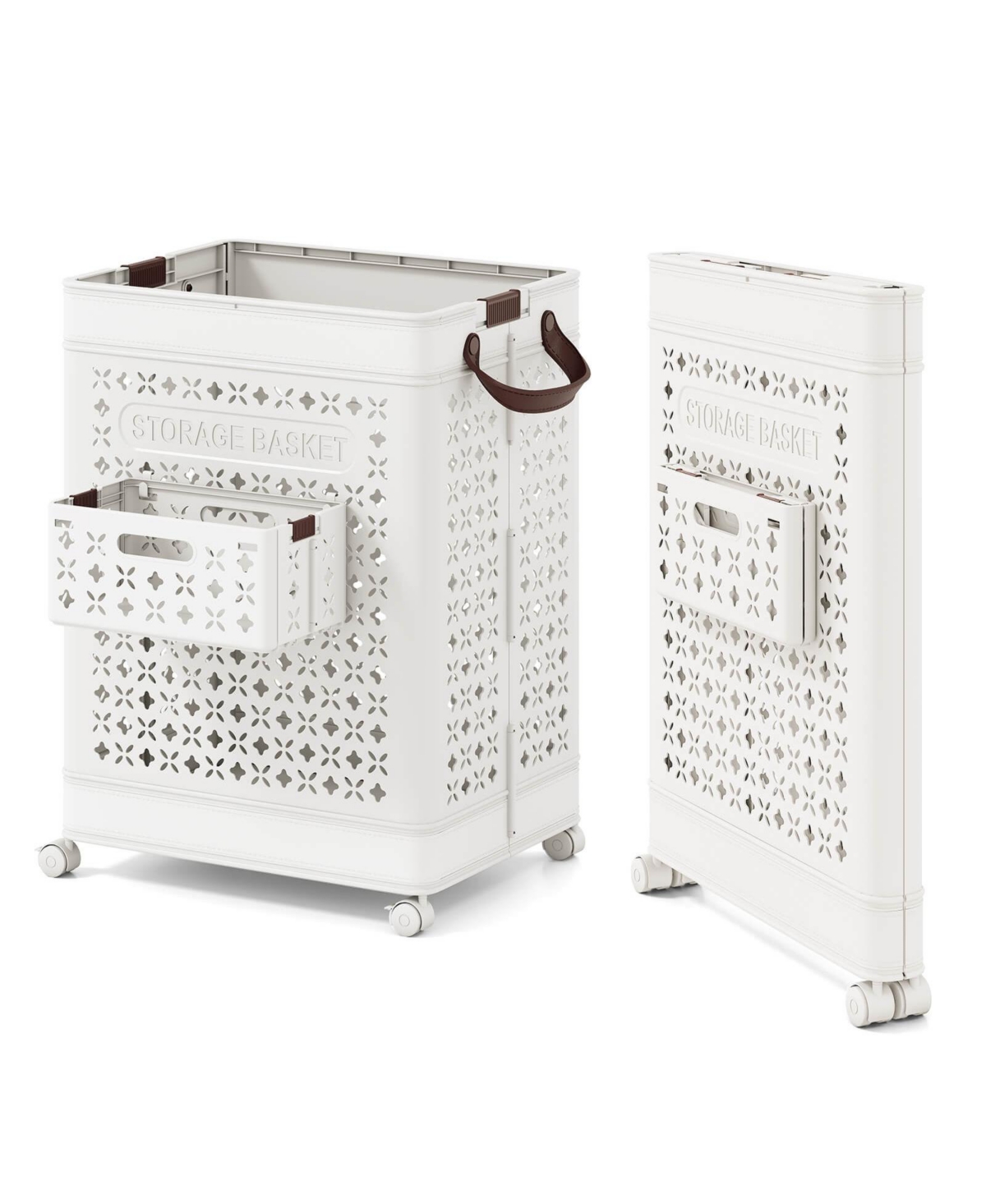 Click here for Costway Collapsible Laundry Basket Movable Laundry... prices