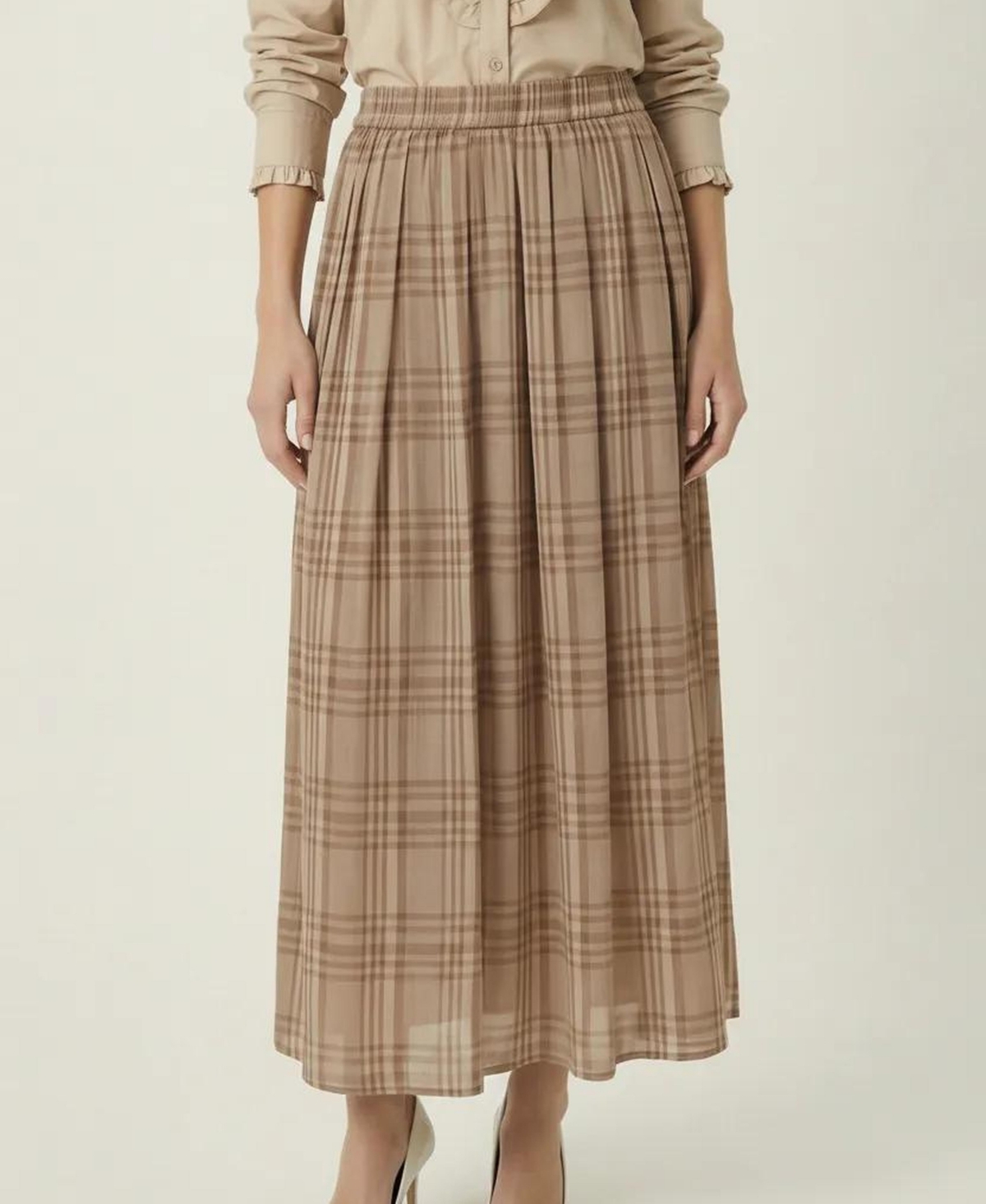 Click here for Modenaire Womens Plaid Pleated Maxi Skirt With Sid... prices