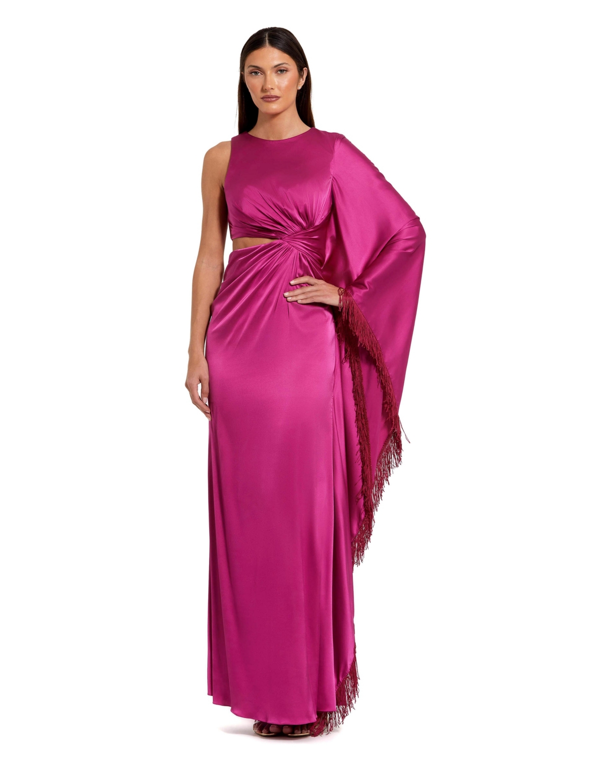 Click here for Mac Duggal Womens Charmeuse Kaftan Sleeve Assymetr... prices