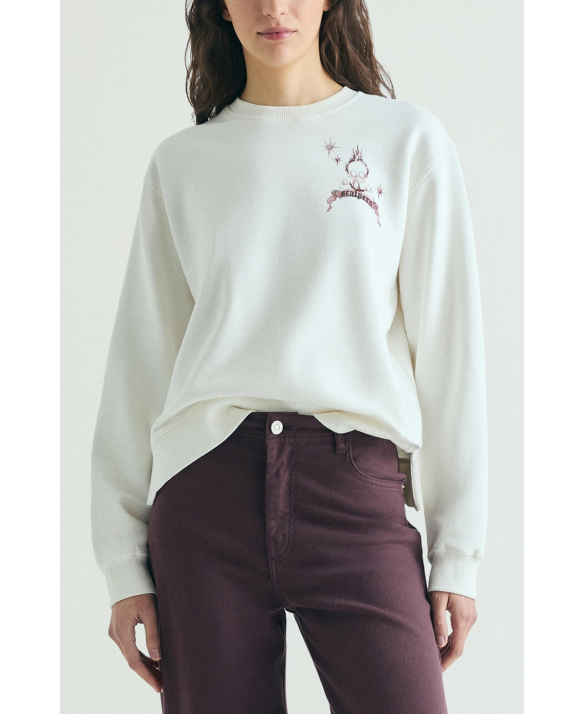 Click here for Scalpers Womens Skull Printed Sweatshirt - Ecru prices
