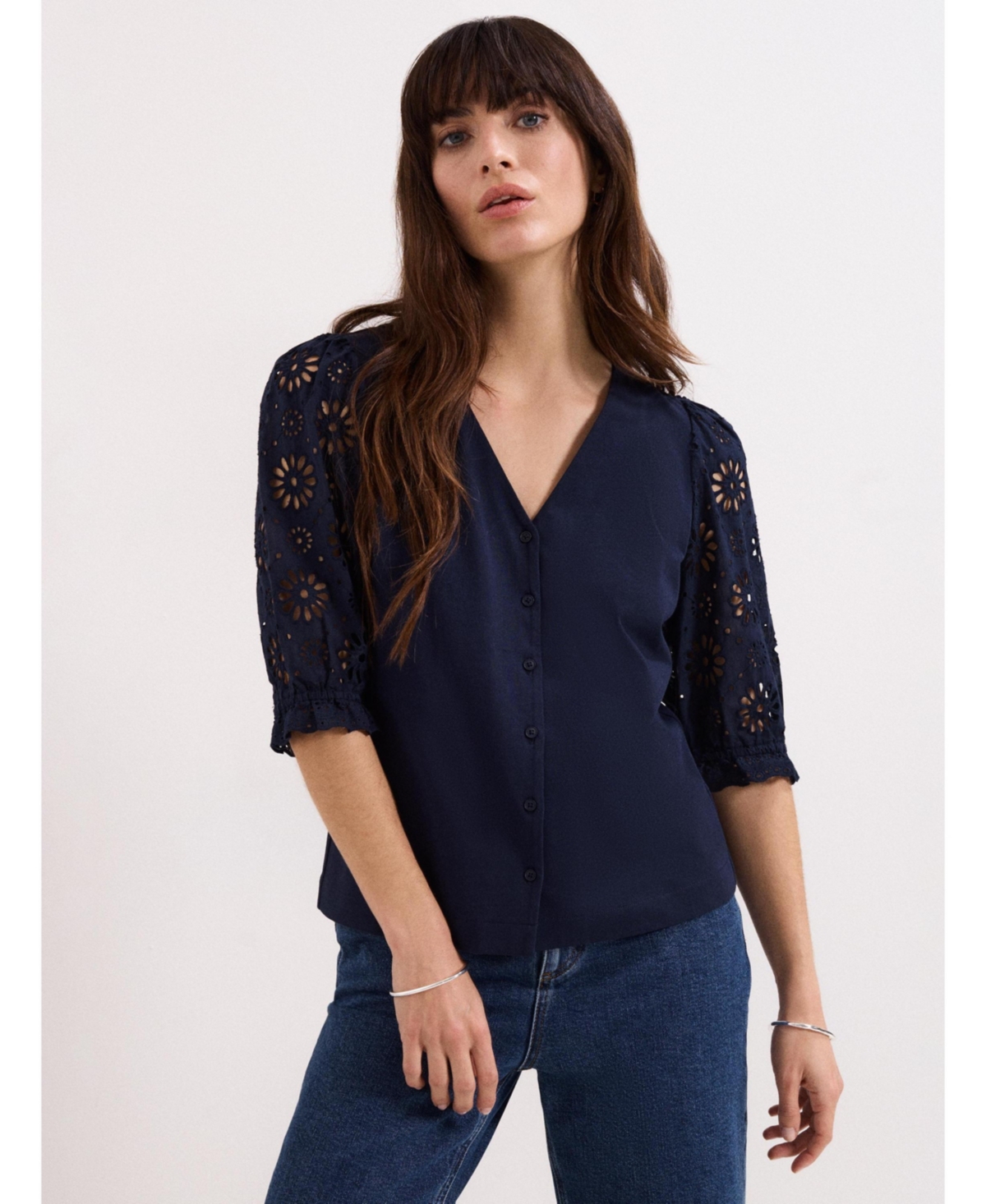Click here for Phase Eight Womens Eleanor Embroidered Eyelet Top... prices