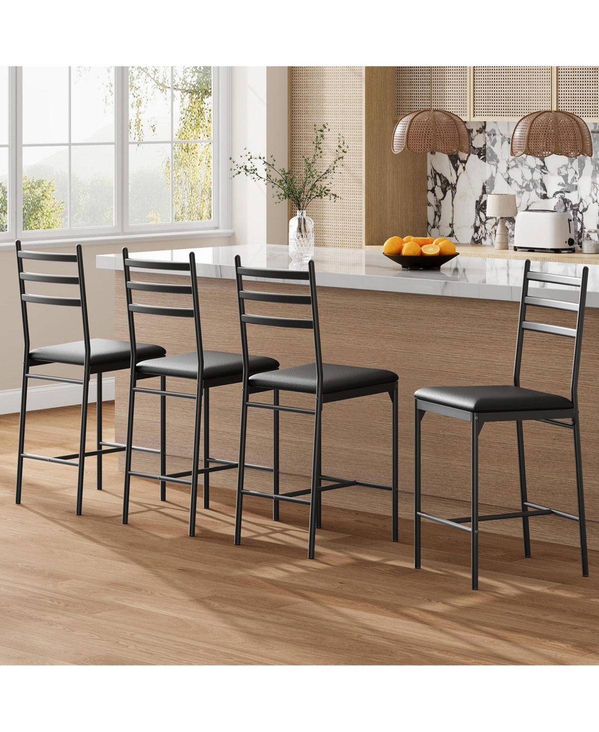 Click here for homfan Set of 4 Modern Counter Height Bar Stools w... prices