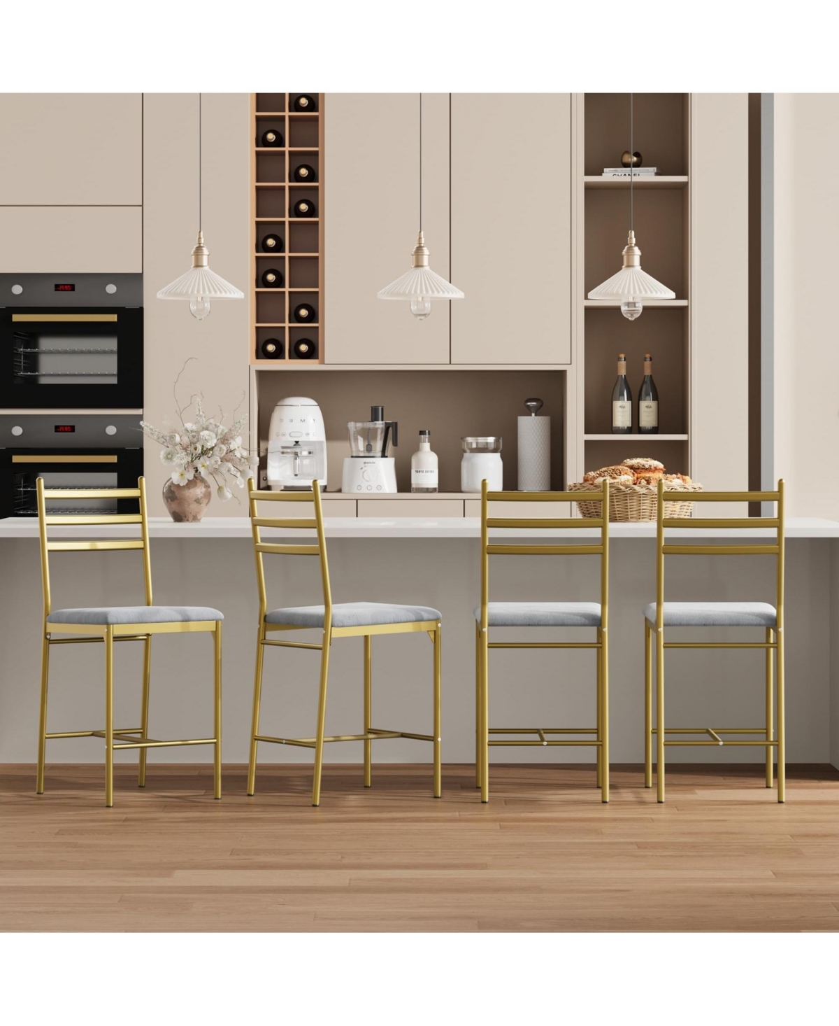 Click here for homfan Set of 4 Modern Counter Height Bar Stools w... prices