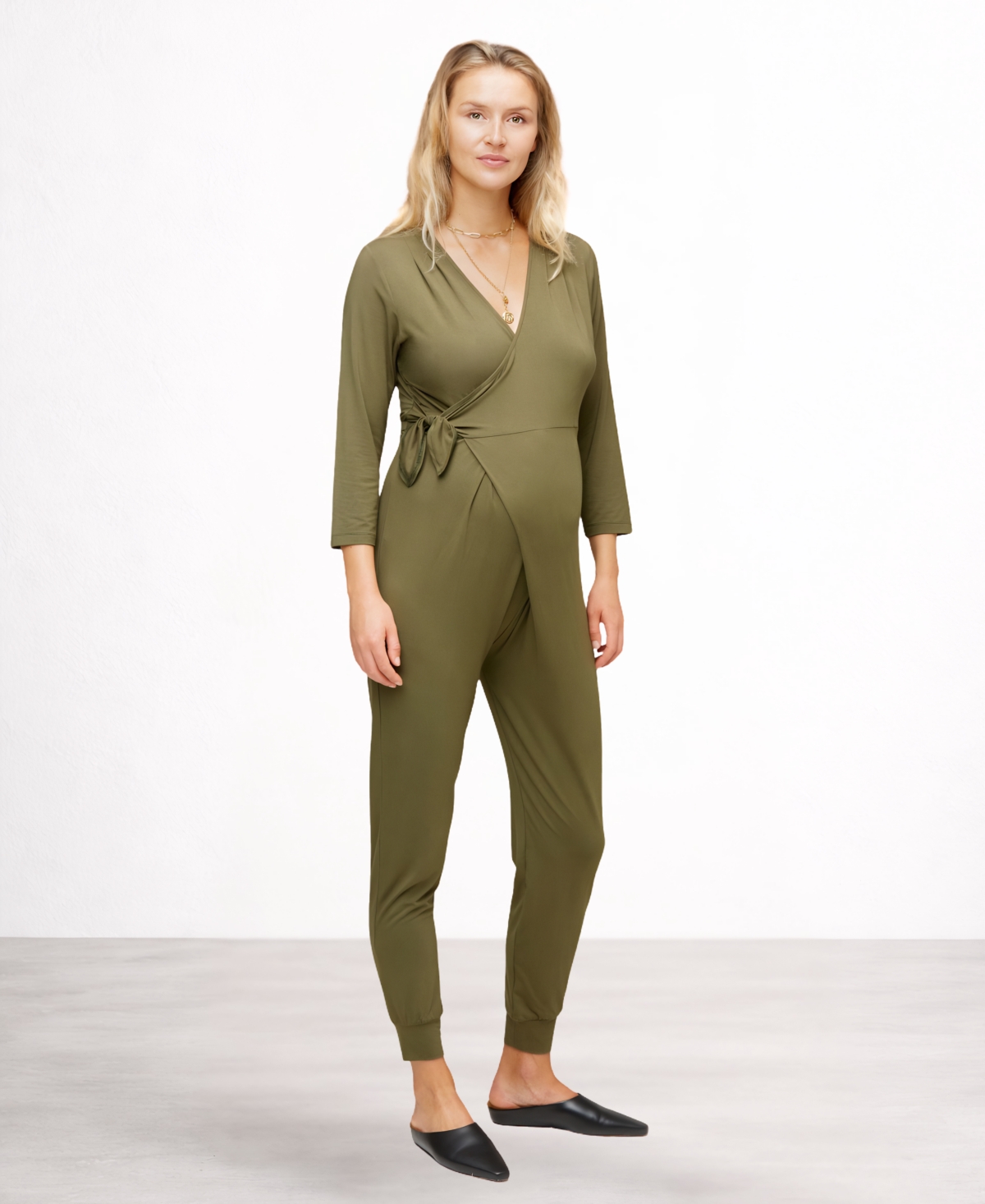 Click here for Nom Maternity Maternity Amabella Jumpsuit - Olive prices
