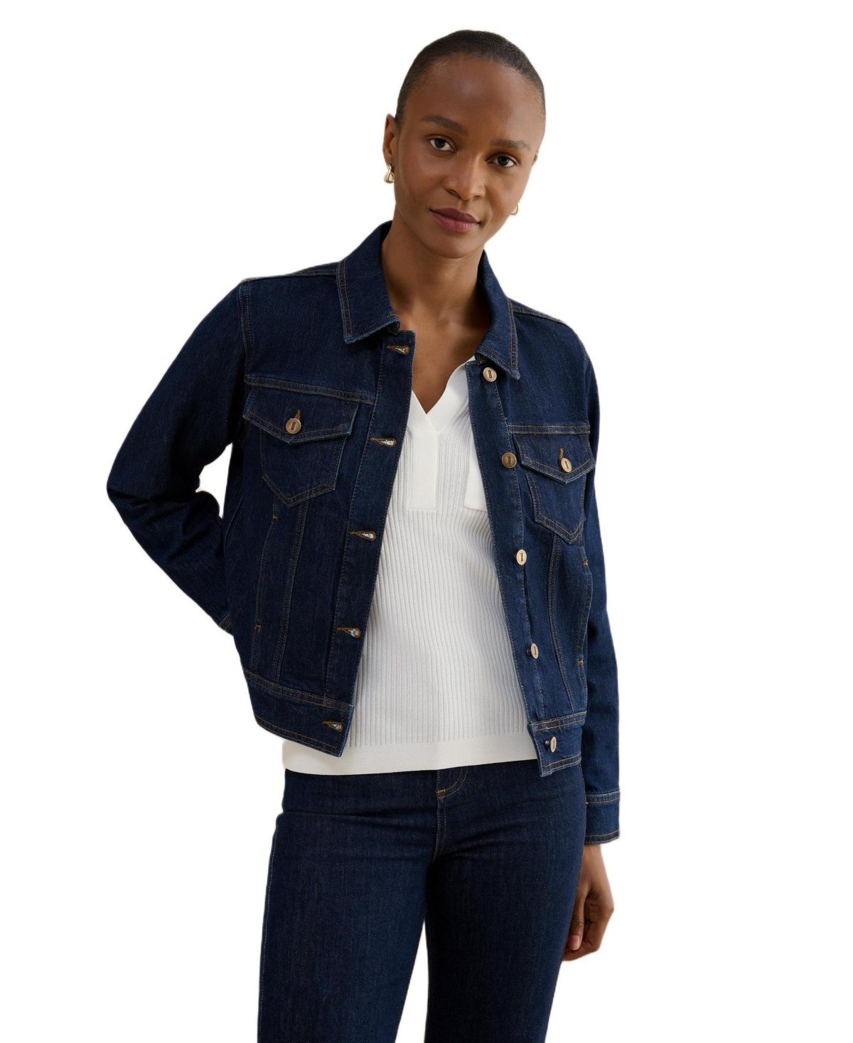 Click here for Hobbs London Womens Vivienne Denim Jacket - Dark B... prices